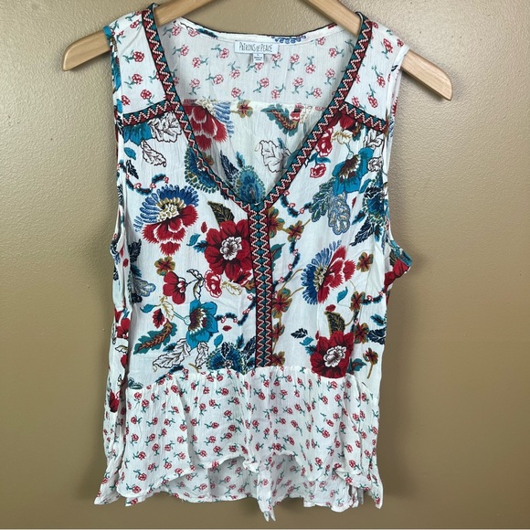 Patrons of Peace | Tops | Patrons Of Peace Floral Sleeveless Blouse Red ...